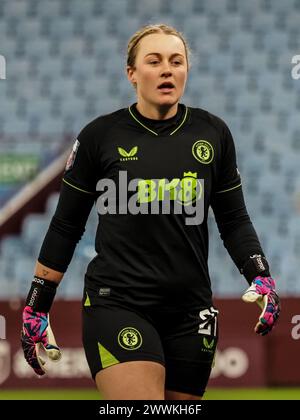 Aston Villa goalkeeper Anna Leat (not pictured) is shown a red card by ...