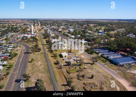 Aerial of the small township of Tara Western Darling Downs Queensland ...
