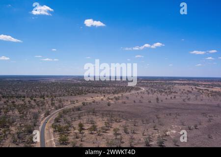 Aerial of the remote community of Goodooga Northern New South Wales ...