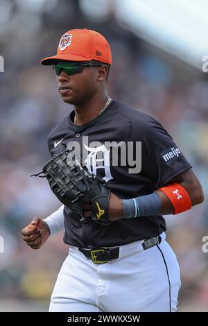 Detroit Tigers' Justyn-Henry Malloy (44) watches his sacrifice fly out ...