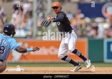 Detroit Tigers second baseman Zach McKinstry during a baseball game ...