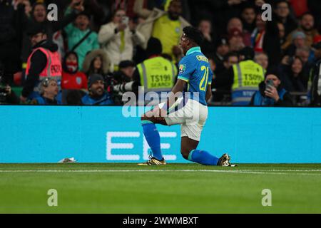 Endrick of Brazil celebrating scoring - England v Brazil, International ...