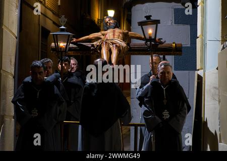 Procession of the Nazarenes with sculpture of Jesus Christ. Holy Week ...