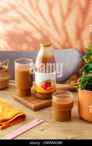 Peach Juice or Nectar Stock Photo - Alamy
