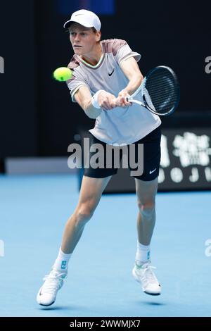 Jannik Sinner (ITA) in action at the Australian Open 2024 at Melbourne ...
