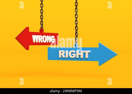 The dilemma between right and wrong. Decision making process. Sticky ...