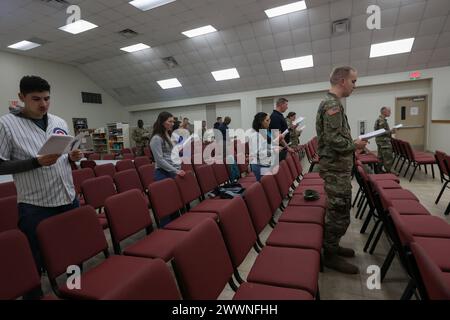 Chaplain Lt. Col. Jeremy Pedersen, leads an Ash Wednesday Protestant ...