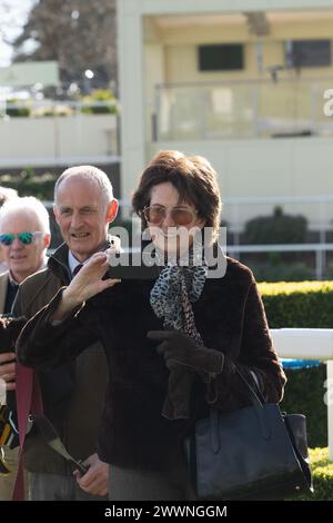 Trainer Venetia Williams in the parade ring before the Glenfarclas ...