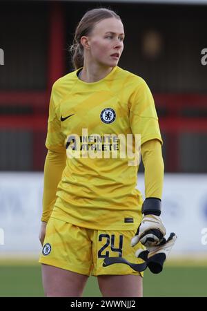 Hannah Hampton #24 of Chelsea women F.C. makes a save during the ...