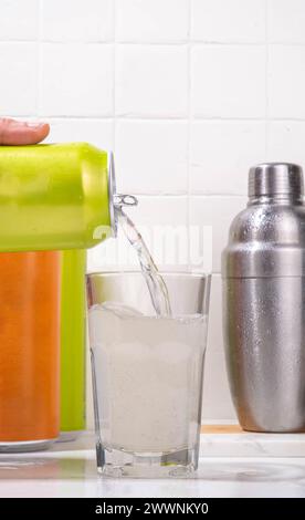 RTD Cocktail or mocktail, Ready to Drink canned beverage in colorful ...