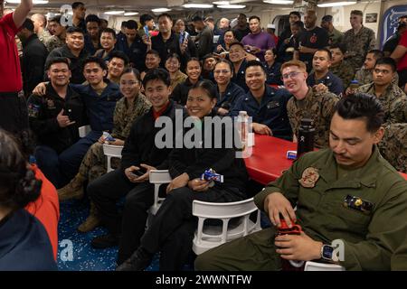 Philippine Marines pose for a group photo during KAMANDAG 6 while a U.S ...