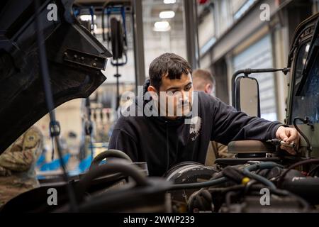 Oklahoma Army National Guard Spc. Jasser Reyes, a wheeled vehicle ...