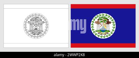 Belize National flag Coloring Book pages for Education and learning ...