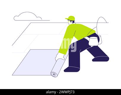 Installing roof underlayment abstract concept vector illustration Stock ...