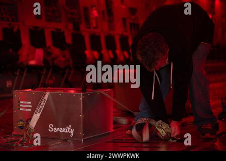 Mr. Eric Shoup, SandboxAQ software engineer, sets up a quantum sensor ...