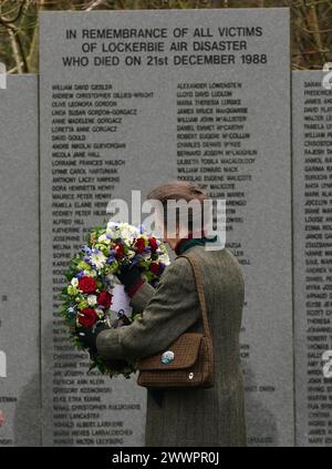 The Princess Royal lays a wreath at the Lockerbie Air Disaster Memorial ...