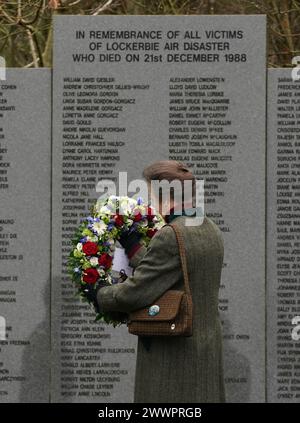 The Princess Royal lays a wreath at the Lockerbie Air Disaster Memorial ...