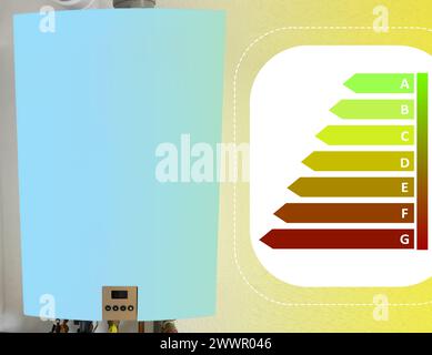 Energy efficiency chart and gas boiler, banner design Stock Photo - Alamy