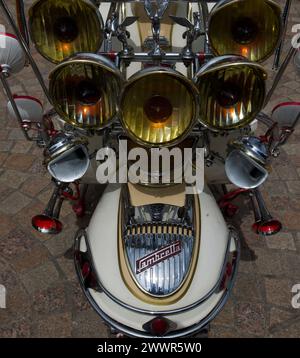 Headlights and spotlights on a Lambretta Scooter in Mod style Stock ...