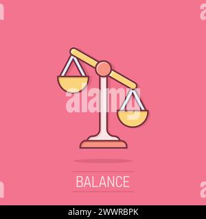 Scales icon in comic style. Libra cartoon vector illustration on ...