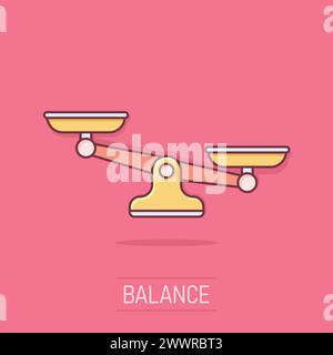 Scales icon in comic style. Libra cartoon vector illustration on ...