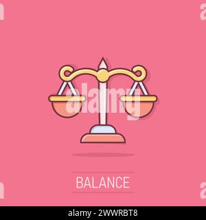 Scales icon in comic style. Libra cartoon vector illustration on ...