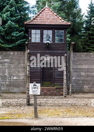 Guard tower in concentration camp Oswiecim (Auschwitz Stock Photo - Alamy