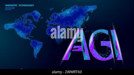 Artificial general intelligence wire letter symbols. International World map. Minimalist style ...