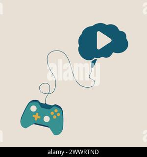 brain connected to the controller joystick. Game time. Brain games ...