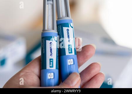 Ozempic Insulin injection pen for diabetics and weight loss Stock Photo - Alamy