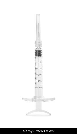 Injection cosmetology. One medical syringe isolated on white Stock ...