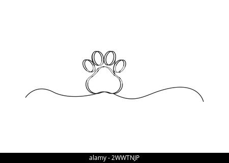 Continuous one line drawing of a paw pad.vector illustration Stock ...