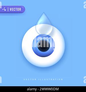 Eye Water drop 3D Icon Vector Illustration. Eye Drop Concept Stock ...