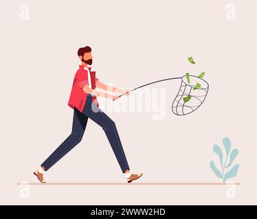 Illustration vector design of businessman catching the money Stock ...