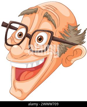 Vector illustration of a happy, bespectacled man Stock Vector Image ...