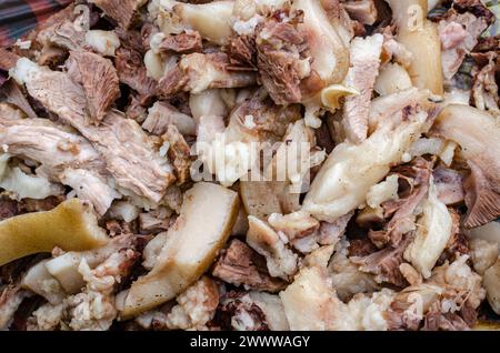 pork meat, lard, liver and offal, boiled and finely chopped ...