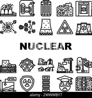 nuclear energy engineer atom icons set vector Stock Vector Image & Art ...