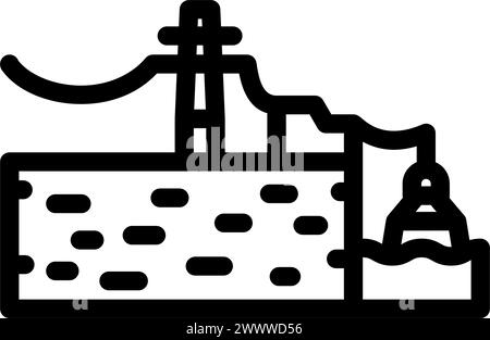 wave transmission tidal power line icon vector. wave transmission tidal ...