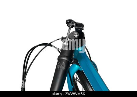 Folding bicycle handlebars. Close-up. Isolated on white background ...
