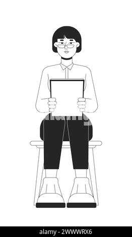 Eyeglasses asian woman job applicant 2D linear cartoon character Stock ...