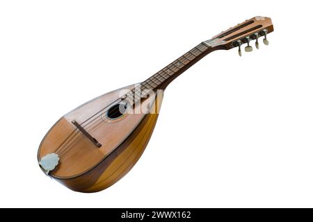 round-backed mandolin stringed musical instrument isolated on white ...