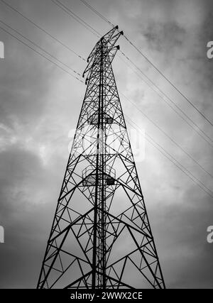An electricity pylon photographed by the Gloucester to Sharpness canal ...