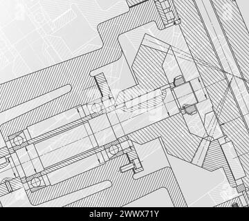 Mechanical engineering drawings on white background. Milling machine ...