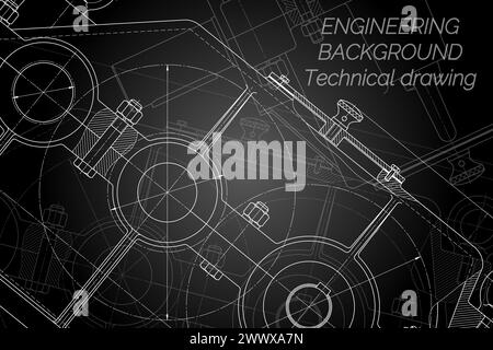 Technical drawing of the reducer on blueprint paper banner. Vector ...