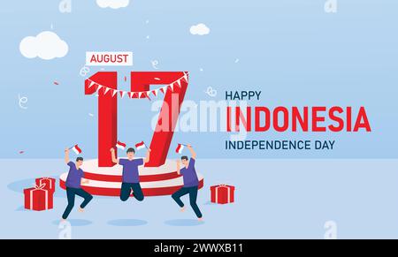Translation : Happy Independence Day of Indonesia Vector Illustration ...