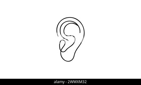 Human ear continuous line drawing. World deaf day simple one single ...
