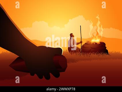 Biblical vector illustration series. Cain and Abel, God favored Abel's ...