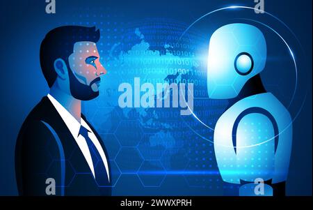 humanoid robot and businessman Stock Vector Image & Art - Alamy