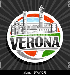 Vector logo for Verona, white decorative signage with outline ...