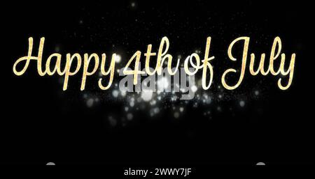 Digital image of gold Independence Day text in cursive with white shiny ...
